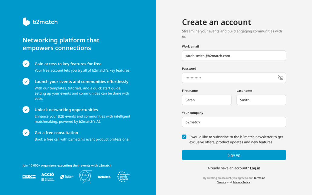 Creating Your b2match Organizer Account