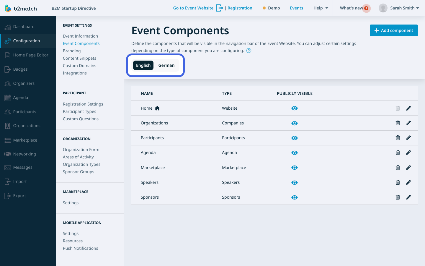 Adding Event Components