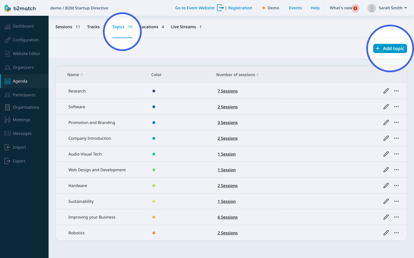 Creating & Editing Session Topics
