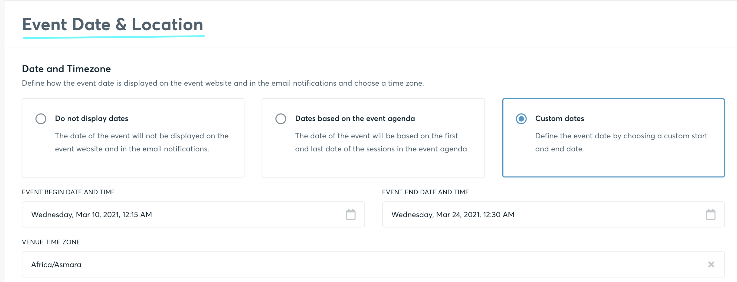 Event Date Time Zone
